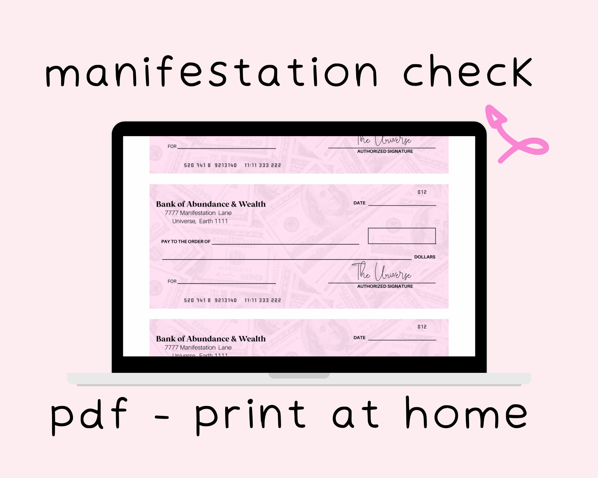 Money Manifestation Checks, Law of Attraction, Abundance Check ...