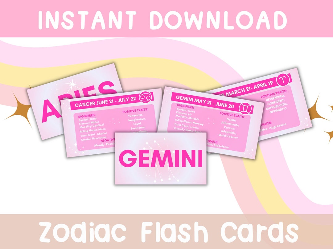 Zodiac Flash Cards, Learn Zodiac, Learn Astrology, Astrology Printable ...