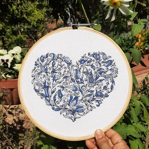 Blue Heart Digital PDF Pattern + Embroidery Kit DIY Heart PDF Pattern ...