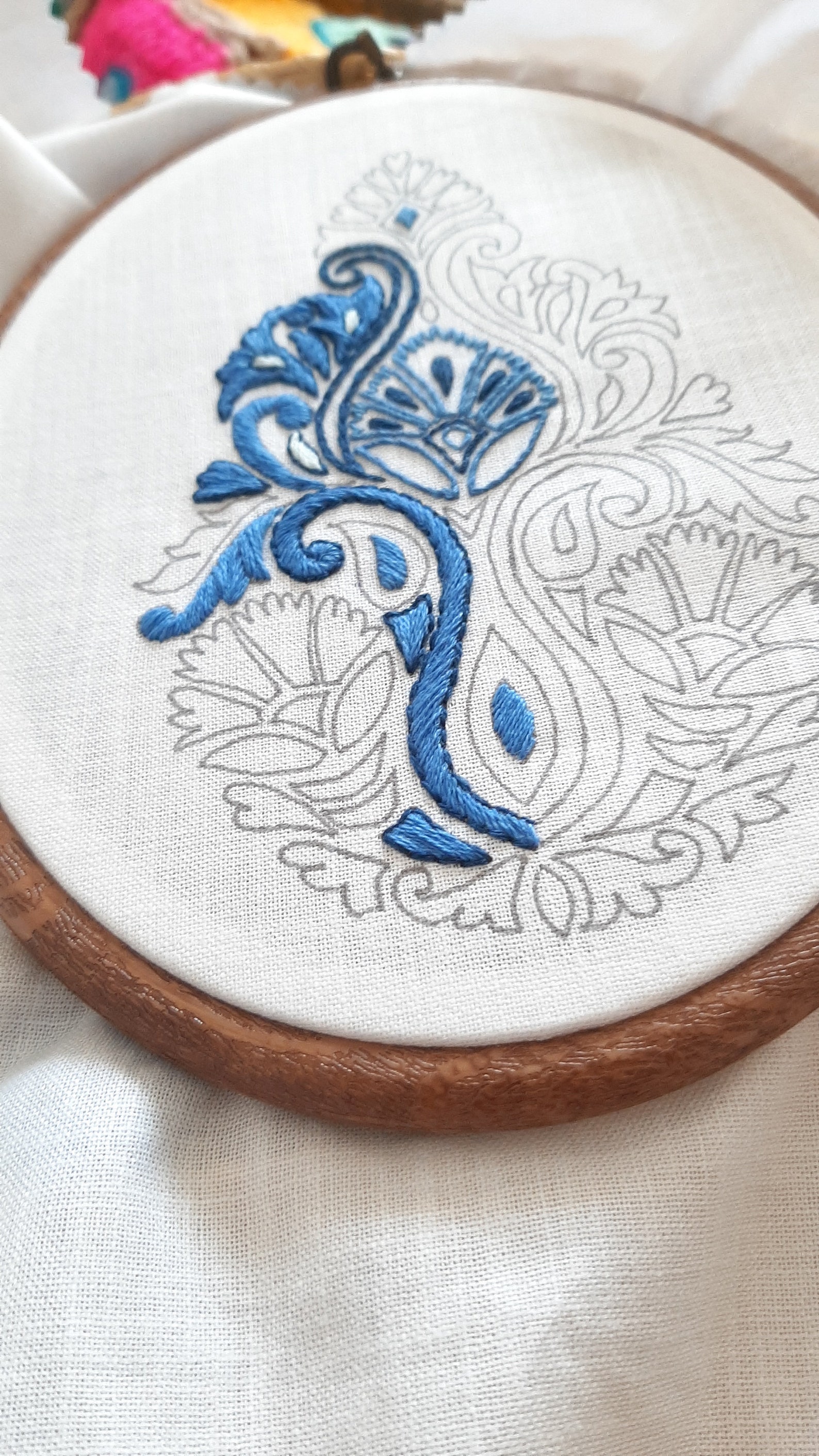 Floral Blue Embroidery PDF Pattern, DIY Stitch Guide (digital Download ...