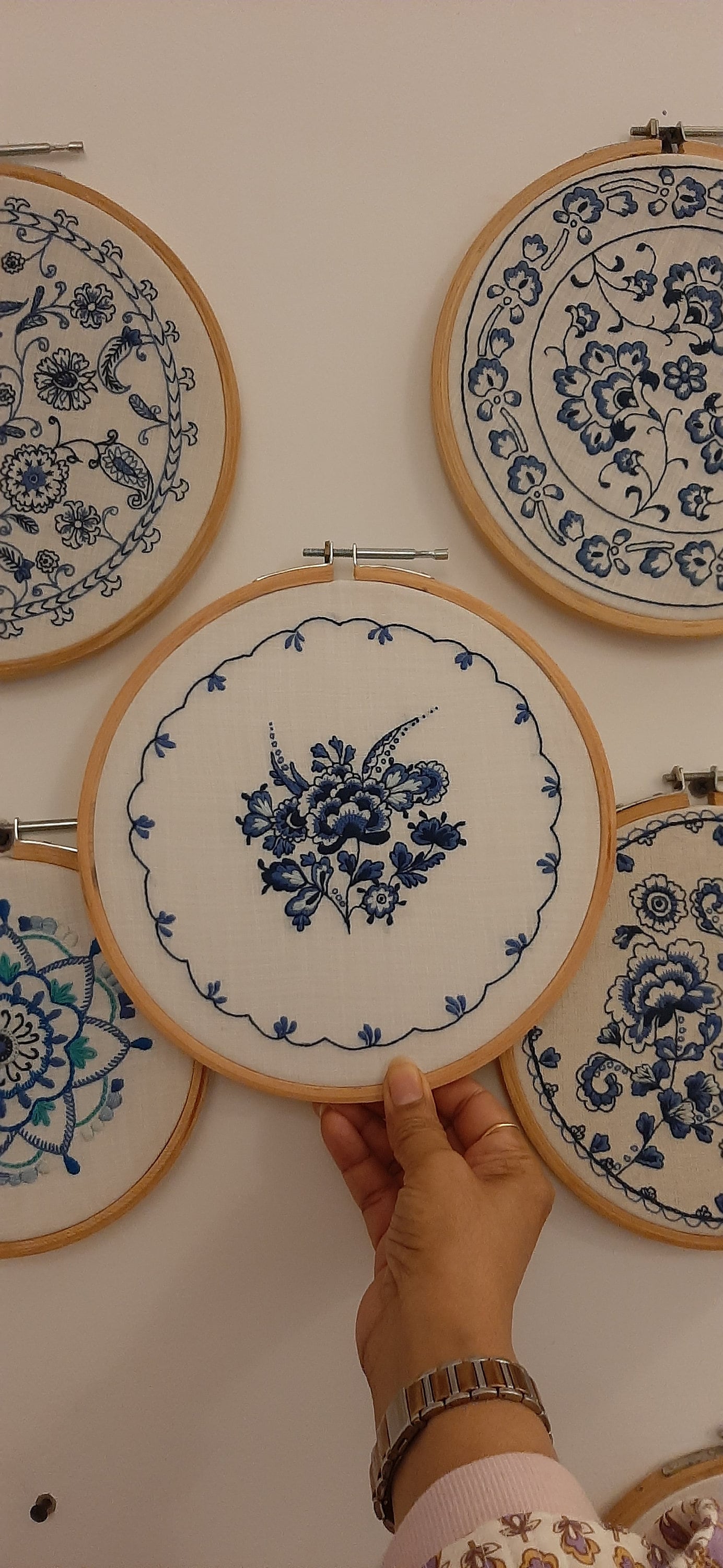 Delft Blue Floral Embroidery Kit, Indigo Needlework (PDF Pattern ...