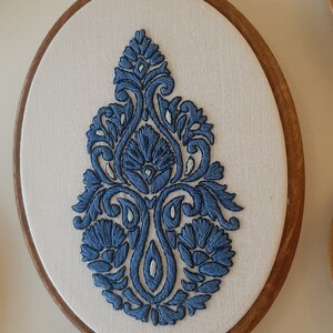 Floral Blue Embroidery PDF Pattern, Stitch Guide, Color Card, Digital ...