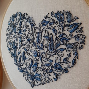 Blue Heart Digital PDF Pattern + Embroidery Kit DIY Heart PDF Pattern ...