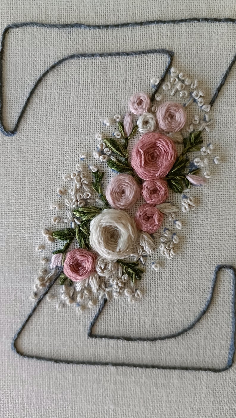 Floral Alphabet Embroidery Kit – Letter Monogram DIY (digital Download ...