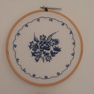 Delft Blue Embroidery Kit With Pattern DIY Kit Hand Embroidery Fabric ...