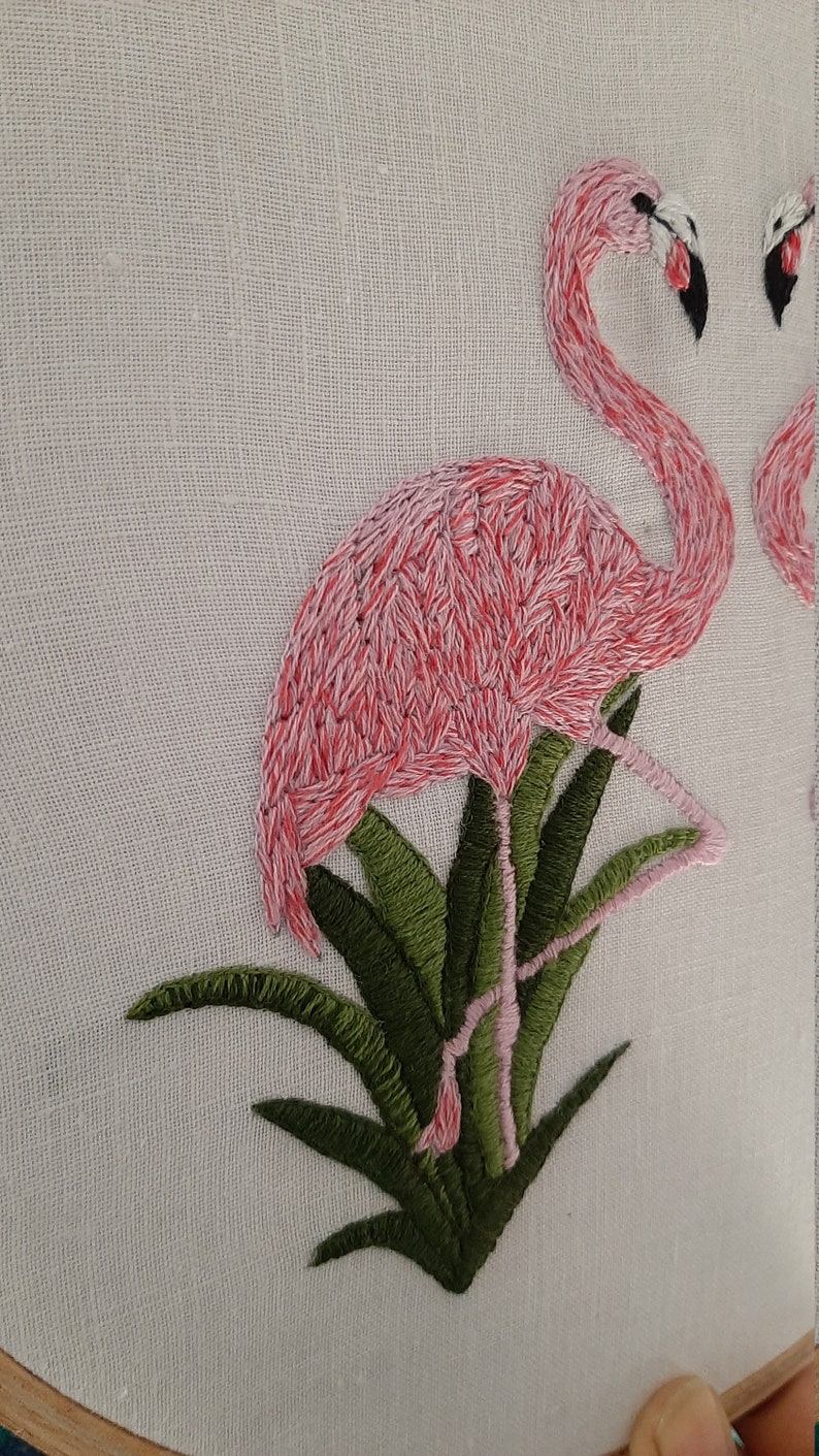 Flamingo Embroidery DIY Kit: Hand Embroidery Pattern, 8" Hoop - Etsy
