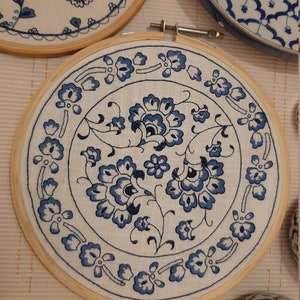 Indigo Floral Embroidery DIY Kit, Beginner Needlework (PDF Pattern) - Etsy