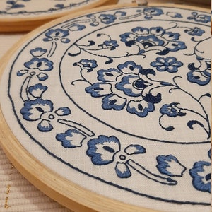 Indigo Floral Embroidery DIY Kit, Beginner Needlework (PDF Pattern) - Etsy