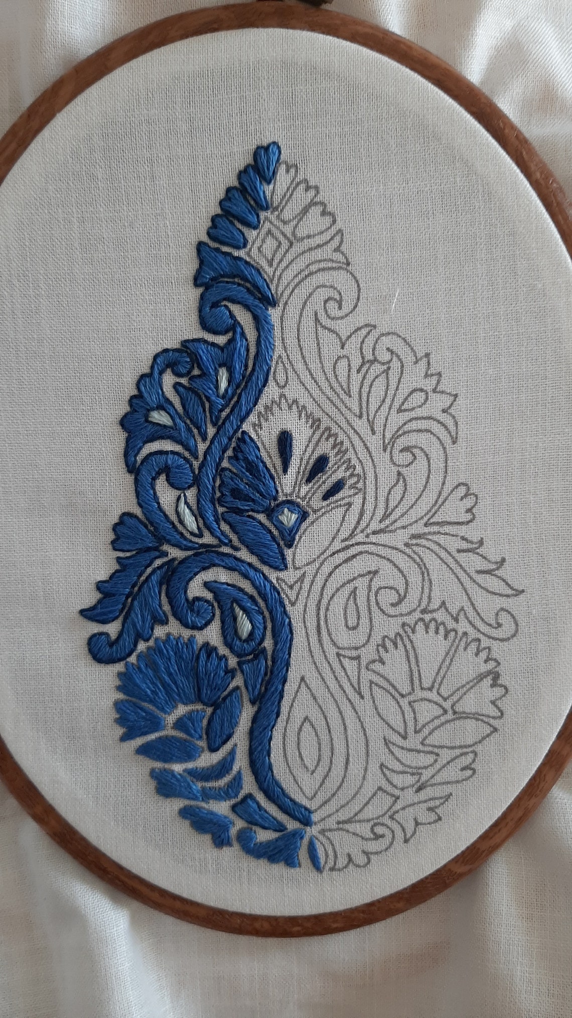 Floral Blue Embroidery PDF Pattern, DIY Stitch Guide (digital Download ...