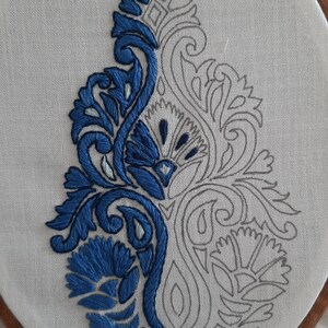 Floral Blue Embroidery PDF Pattern, Stitch Guide, Color Card, Digital ...