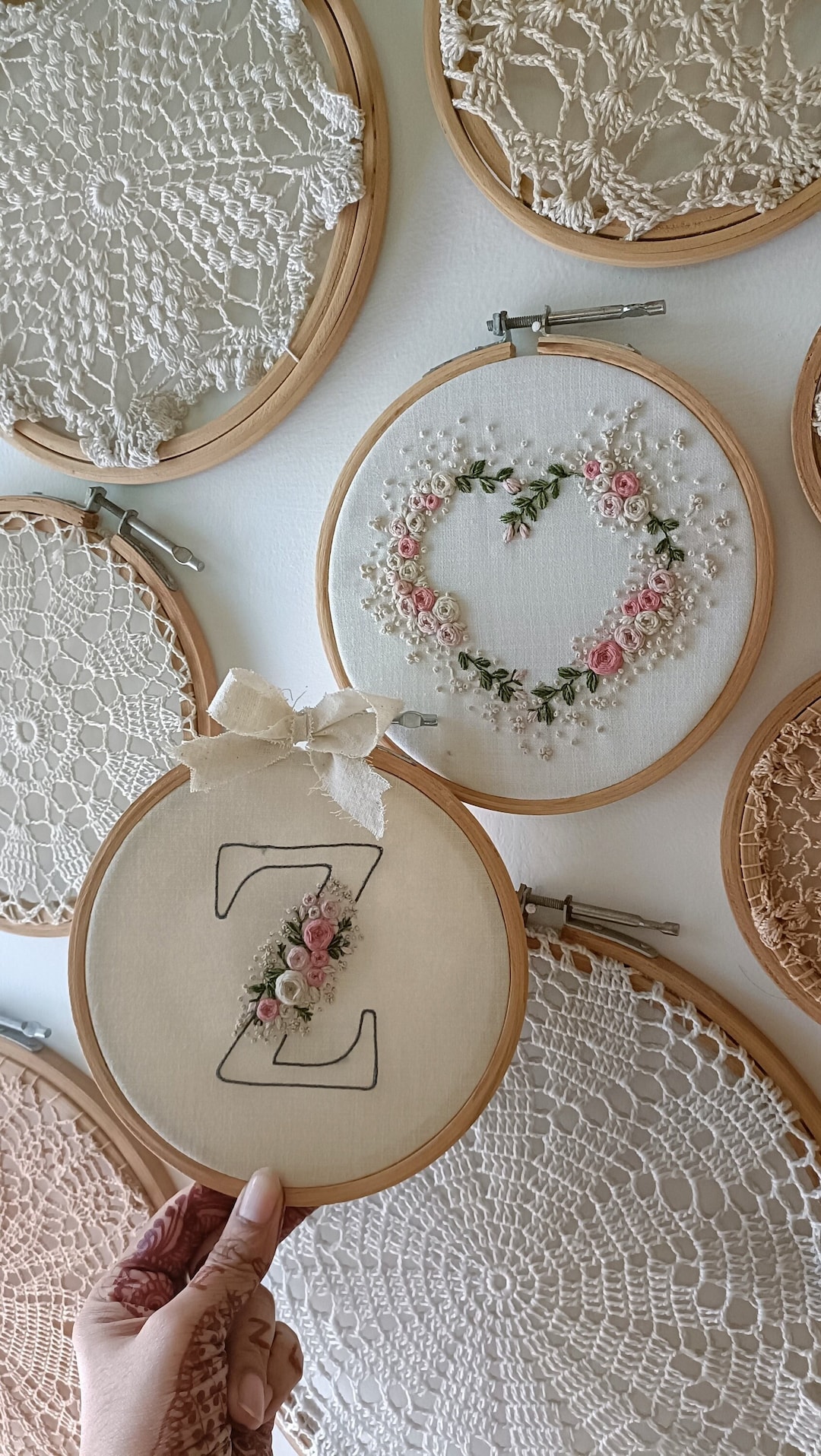 Letter A – Z Embroidery Kit – Floral Alphabet Embroidery, Gift DIY Kit ...
