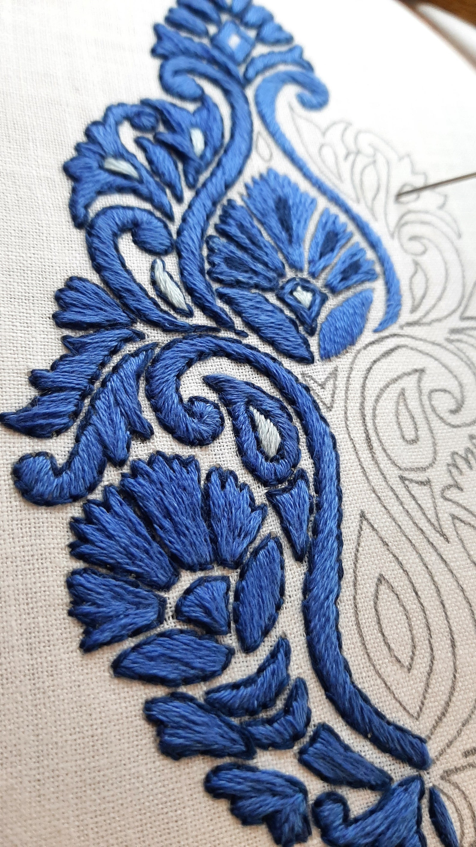 Floral Blue Embroidery PDF Pattern, DIY Stitch Guide (digital Download ...
