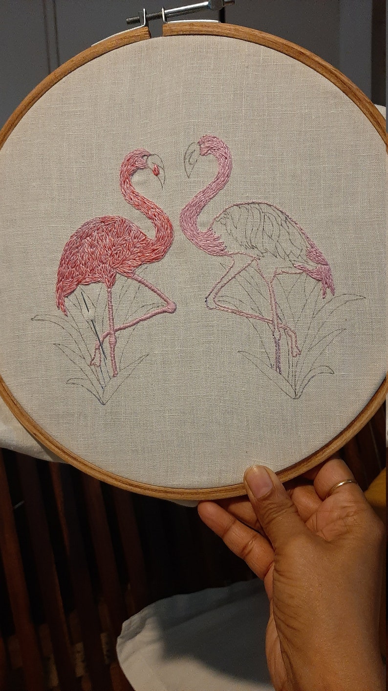 Flamingo Embroidery DIY Kit: Hand Embroidery Pattern, 8" Hoop - Etsy