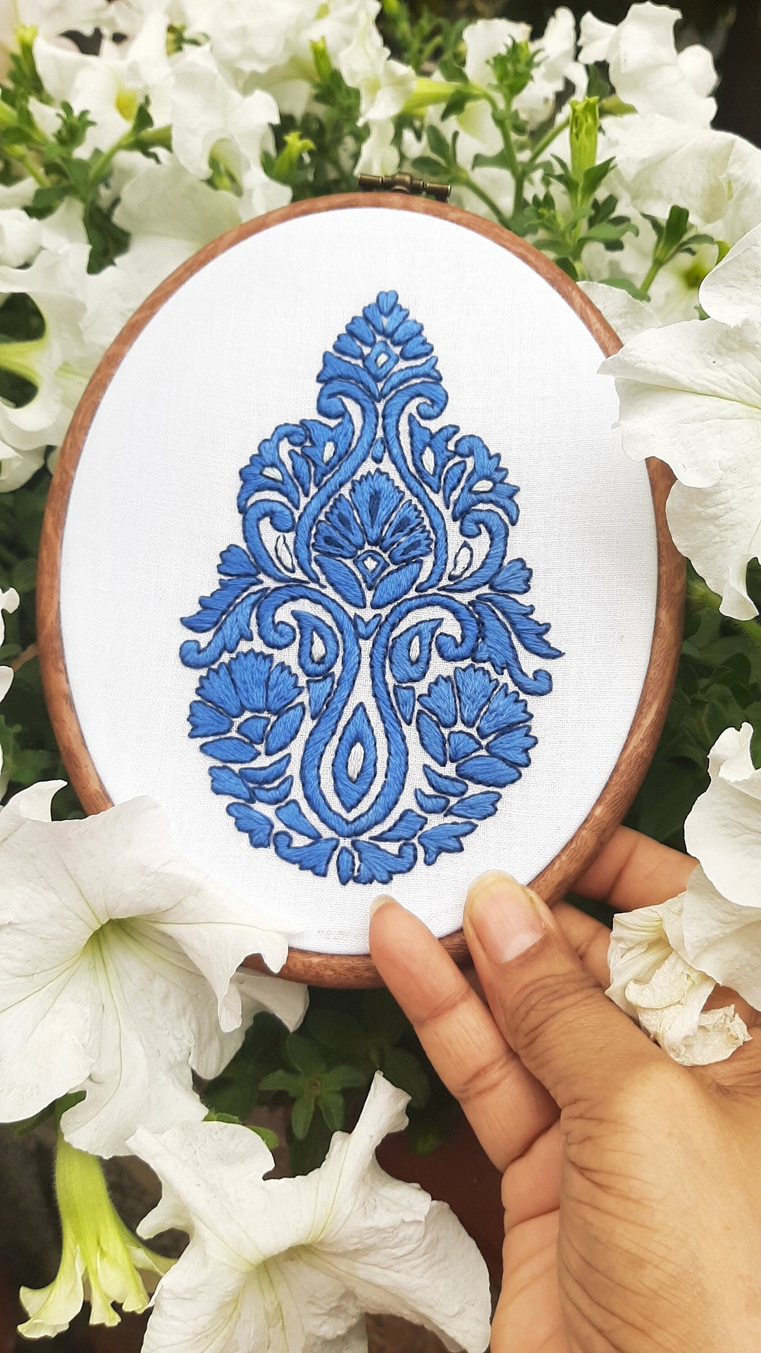 Floral Blue Embroidery PDF Pattern, Stitch Guide, Color Card, Digital ...