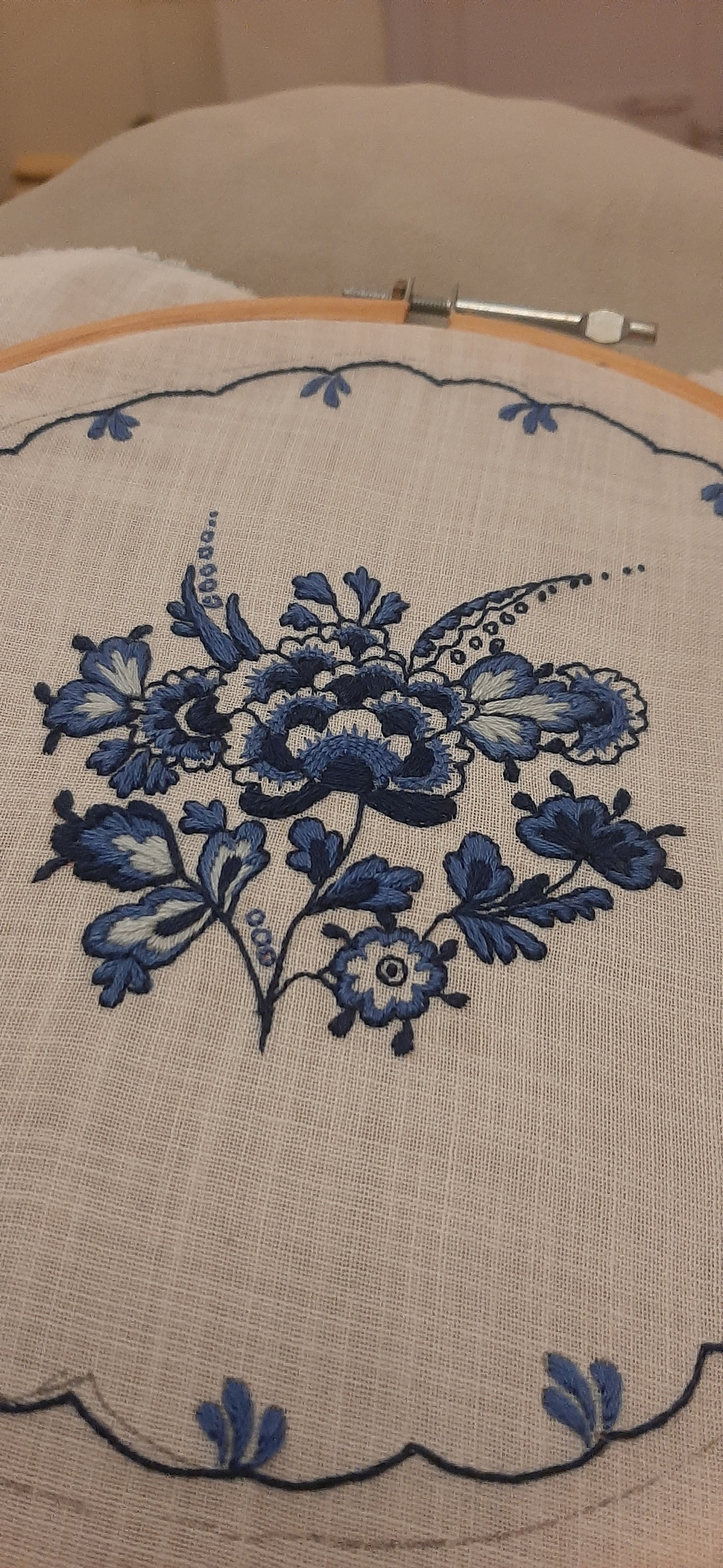 Delft Blue Floral Embroidery Kit, Indigo Needlework (PDF Pattern ...