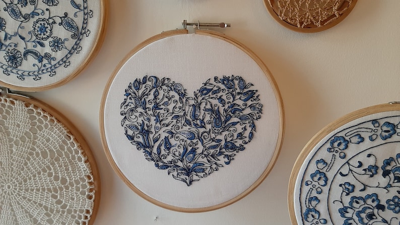 Blue Heart Digital PDF Pattern Embroidery Kit DIY Heart PDF - Etsy