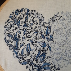 Blue Heart Digital PDF Pattern + Embroidery Kit DIY Heart PDF Pattern ...