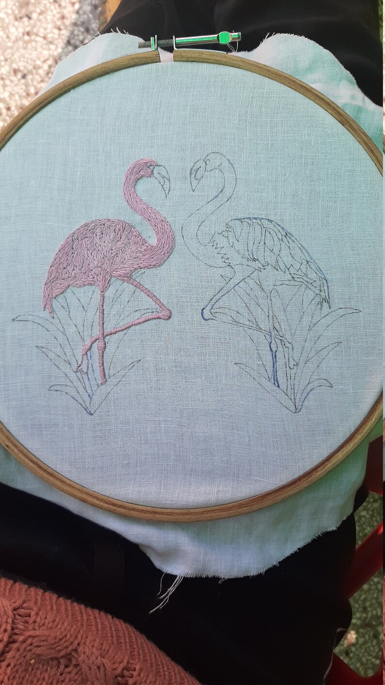 Flamingo Embroidery DIY Kit: Hand Embroidery Pattern, 8" Hoop - Etsy