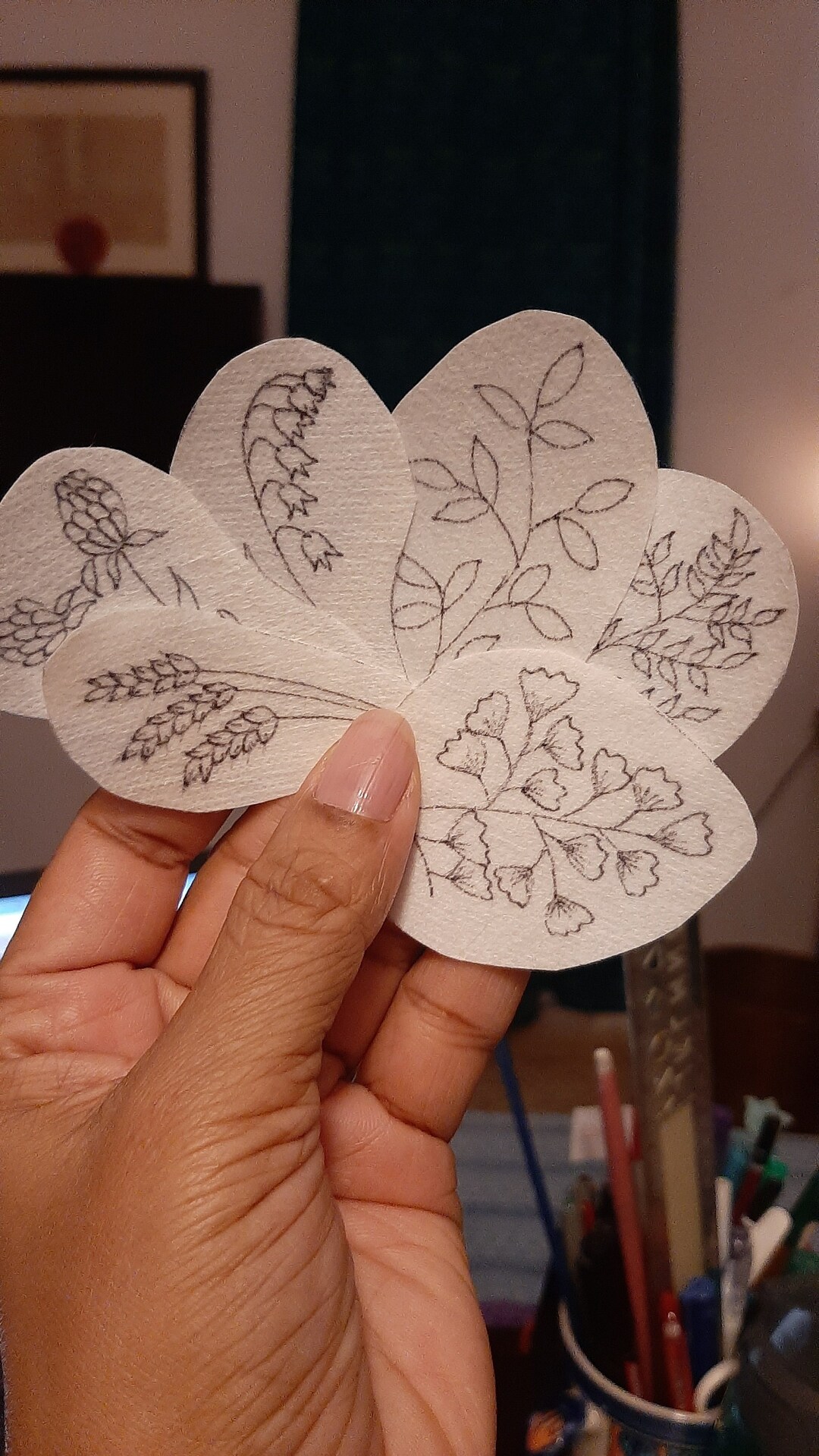 Botanical Embroidery Stabilizer Stickers, Washable Stick and Stitch, 7 ...