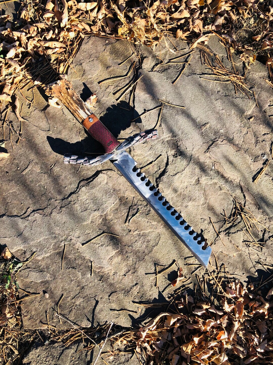 Sword Breaker, Custom Hand Forged Parrying Dagger With Stag Horn and ...