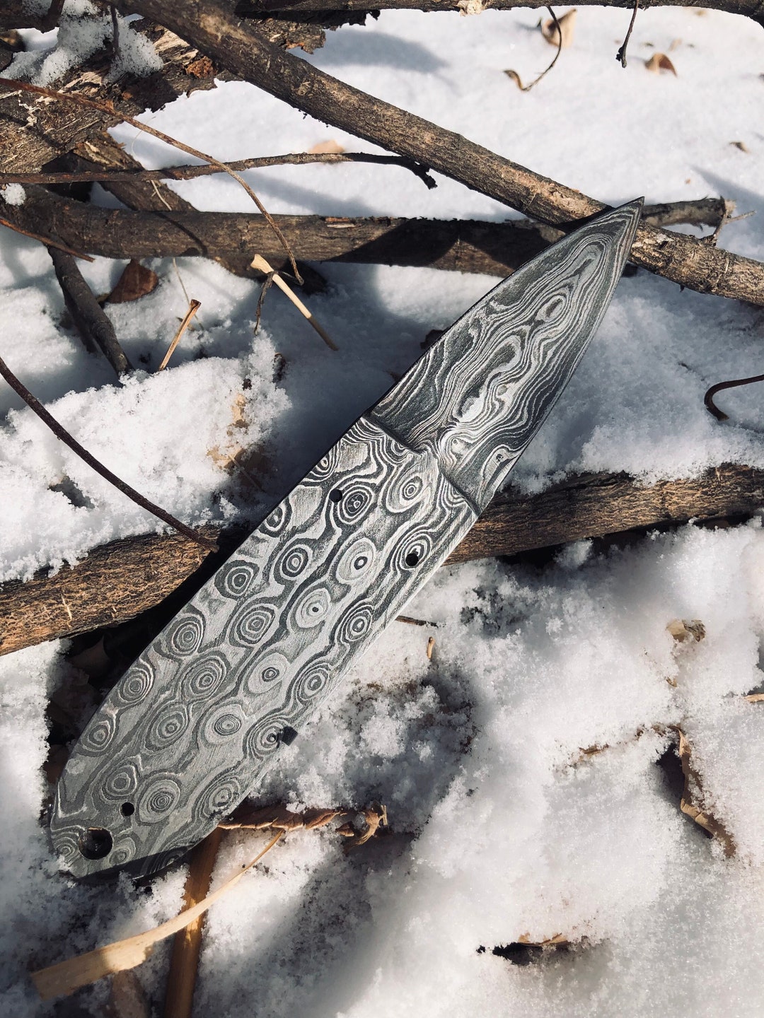 Rain Drop Damascus Knife With Elf Wood Scabbard - Etsy