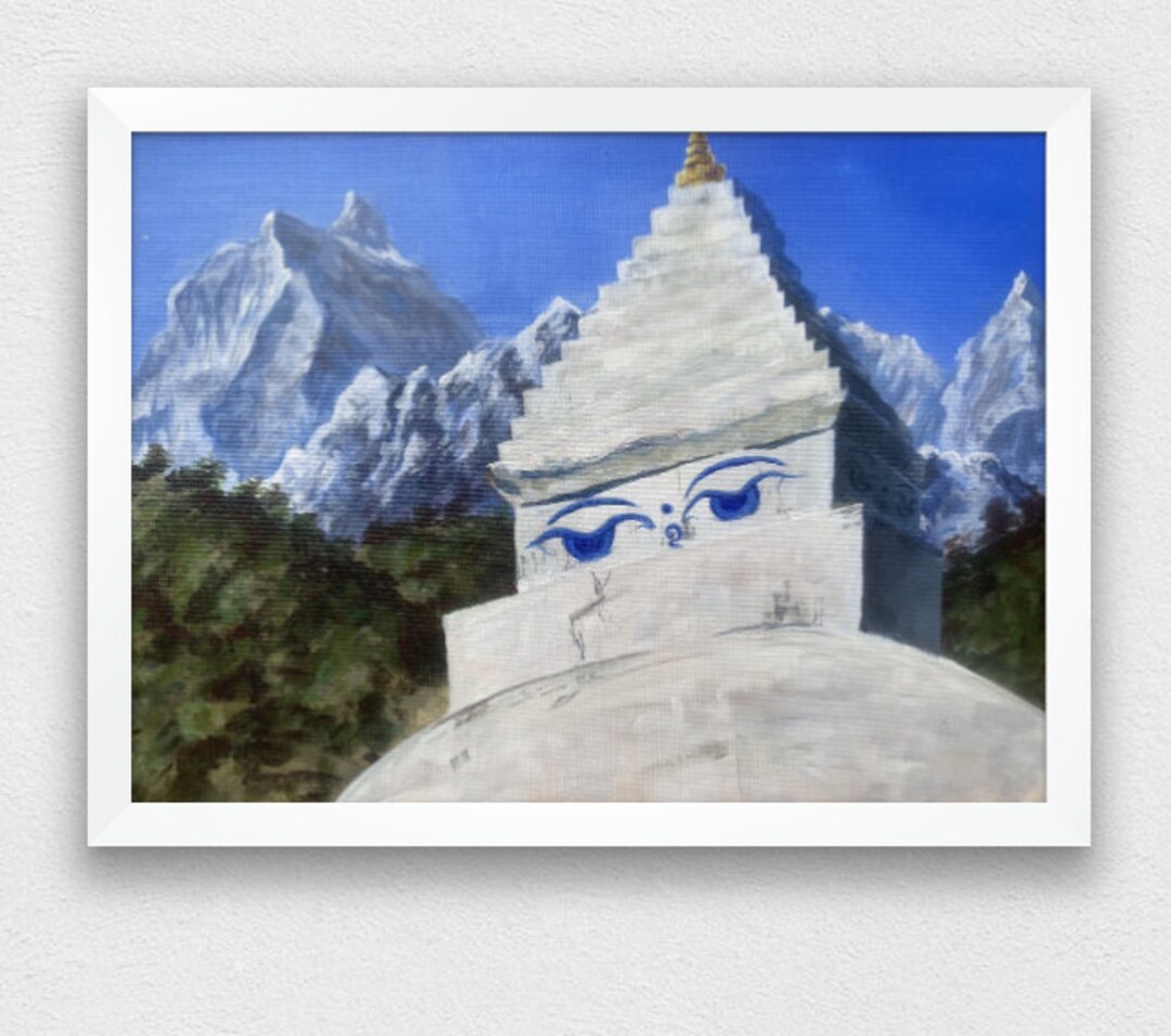 Himalayan Mountain Stupa Painting on Canvas 11x15 - Etsy