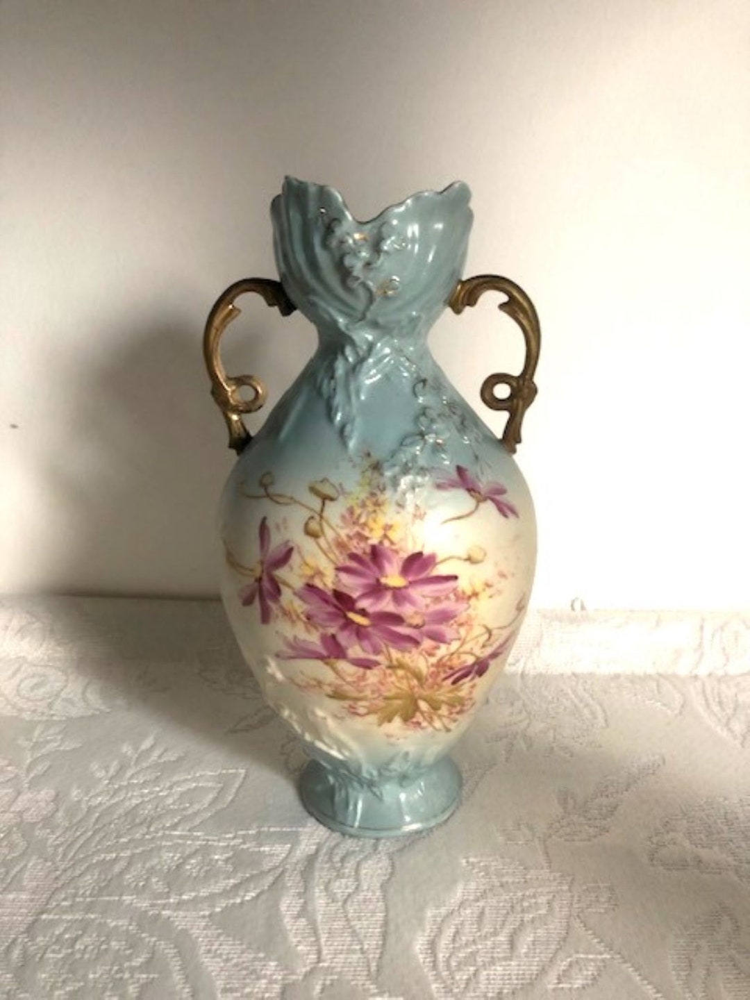 Antique Art Nouveau Vase Robert Hanke Gold Painting Rich Floral ...