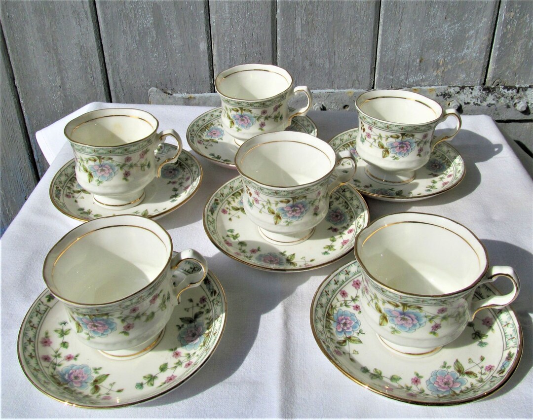 Vintage Hitkari Porcelain Tea Cup Set: Floral Gilded Ornaments, 1950s ...