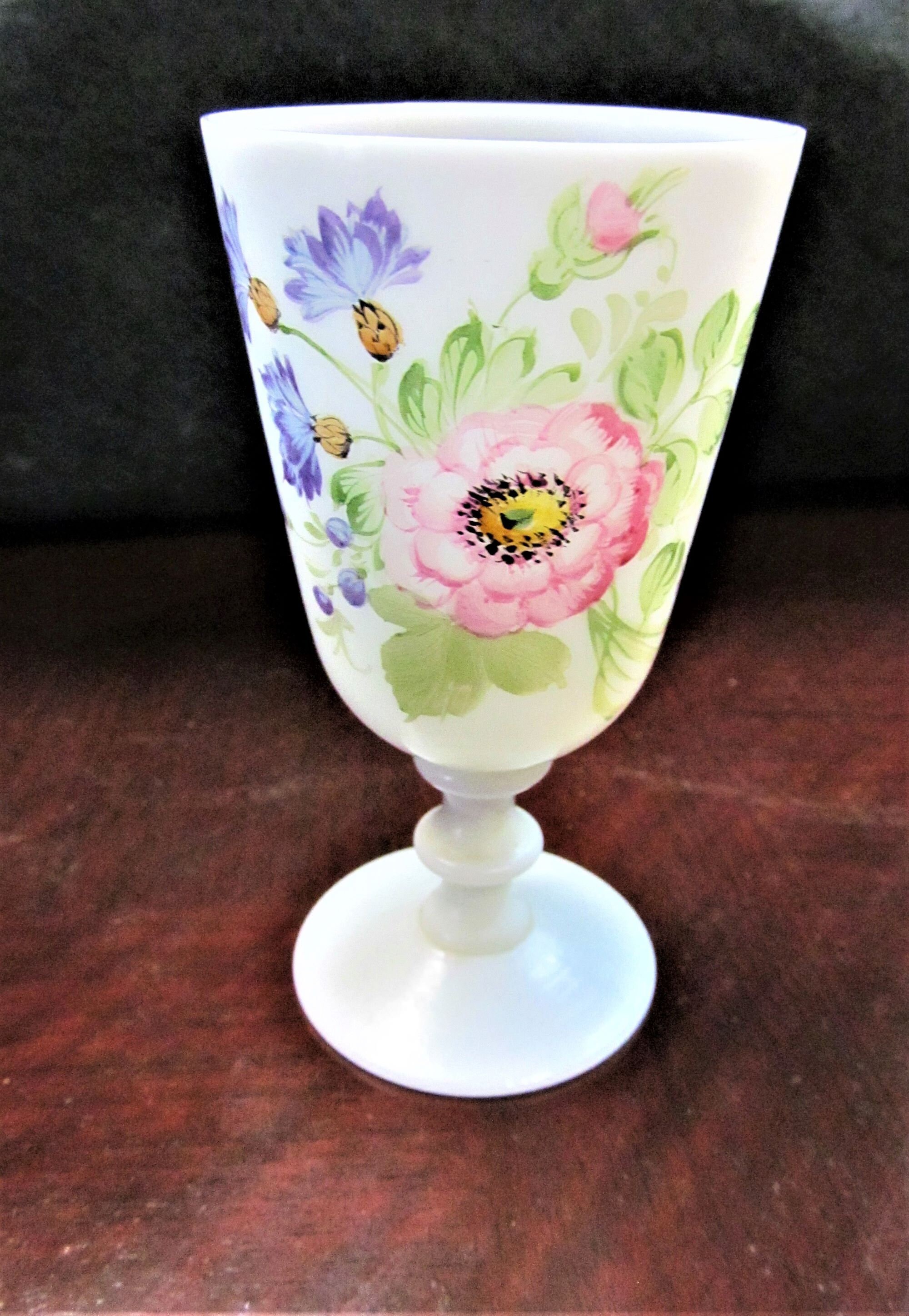 Antique French White Opaline Hand-painted Wine Glass Goblet - Etsy