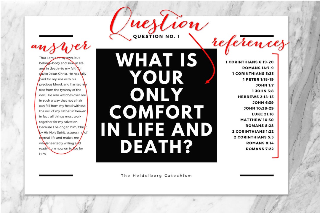 Printable Catechism Memorization Cards Plain White Heidelberg Catechism ...