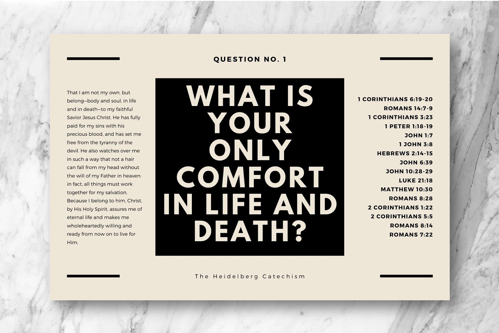 Printable Catechism Memorization Cards Beige Heidelberg Catechism 1 30 ...