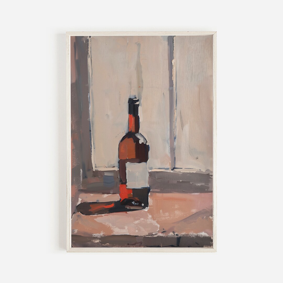 Red Wine Print, Wine Bottle Poster, Rustic Wine Painting, Vintage Style ...