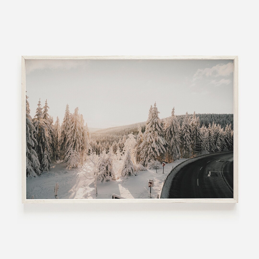 Snowy Forest Wall Art, Winter Printable Art, Snow Covered Trees, Winter ...