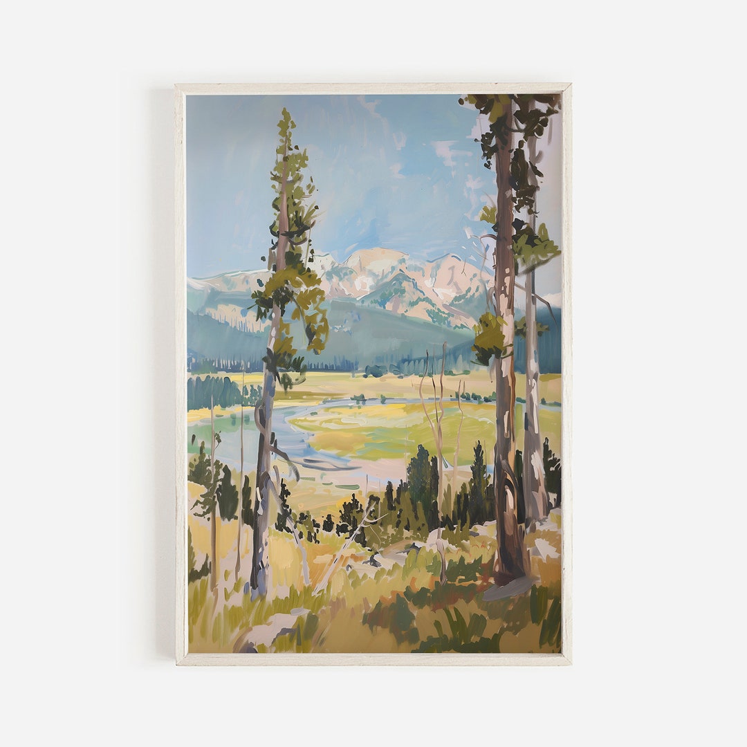 Yellowstone National Park Print, Original Painting, Rustic Western ...
