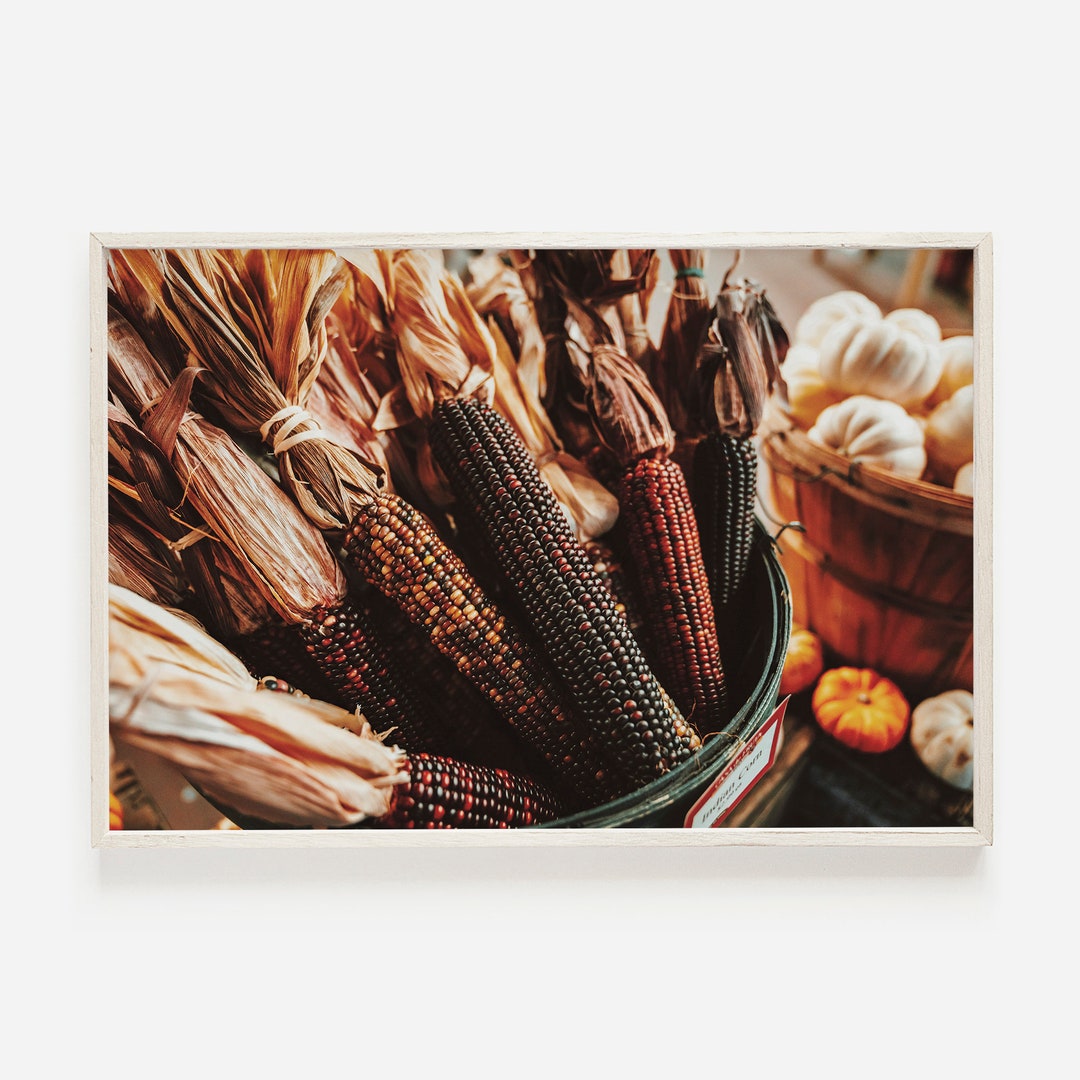 Rustic Indian Corn Print, Farmhouse Decor, Rustic Corn Printable Art ...