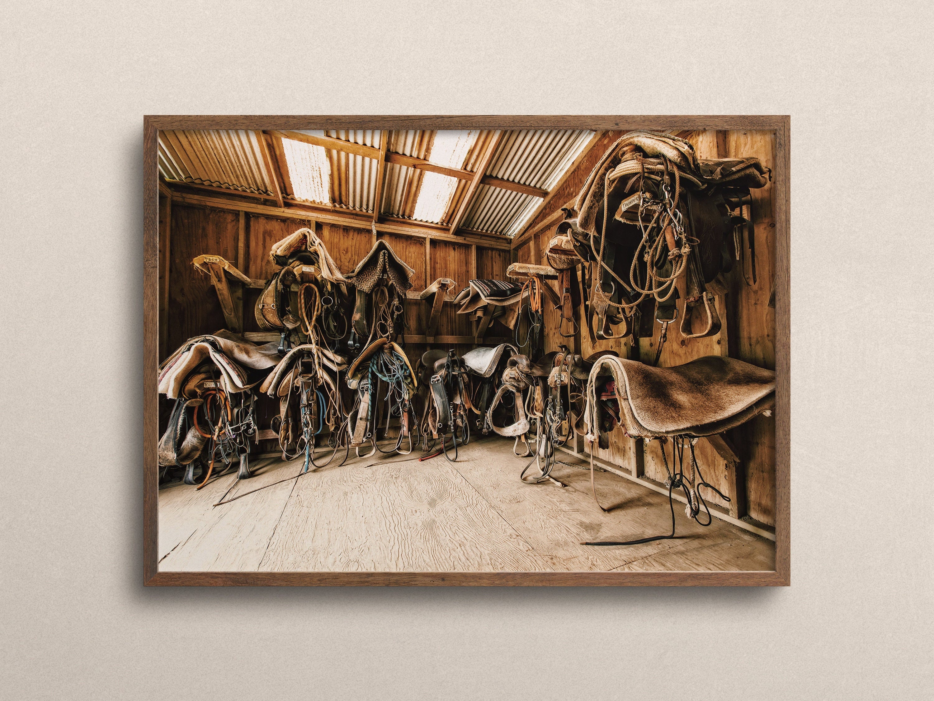 Saddle Room in Barn, Horse Tack Wall Art, Western Home Decor, Rustic ...