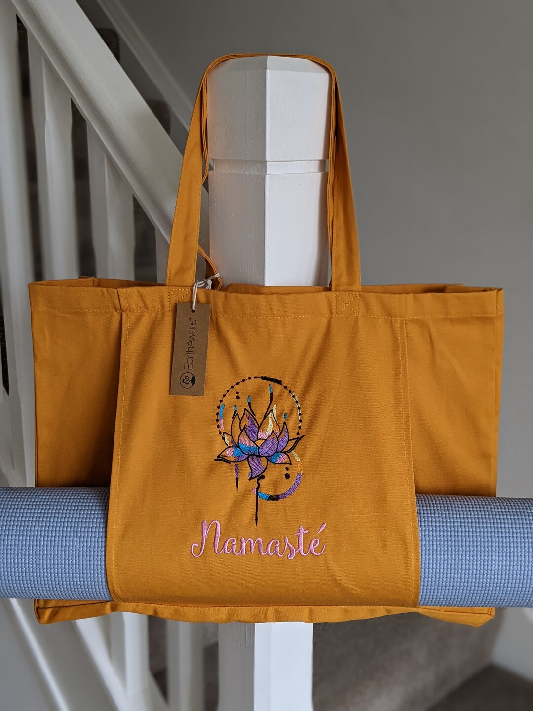 Personalised Yoga Tote Bag Namaste, Yoga Mat Bag With Yoga Mat Pocket ...