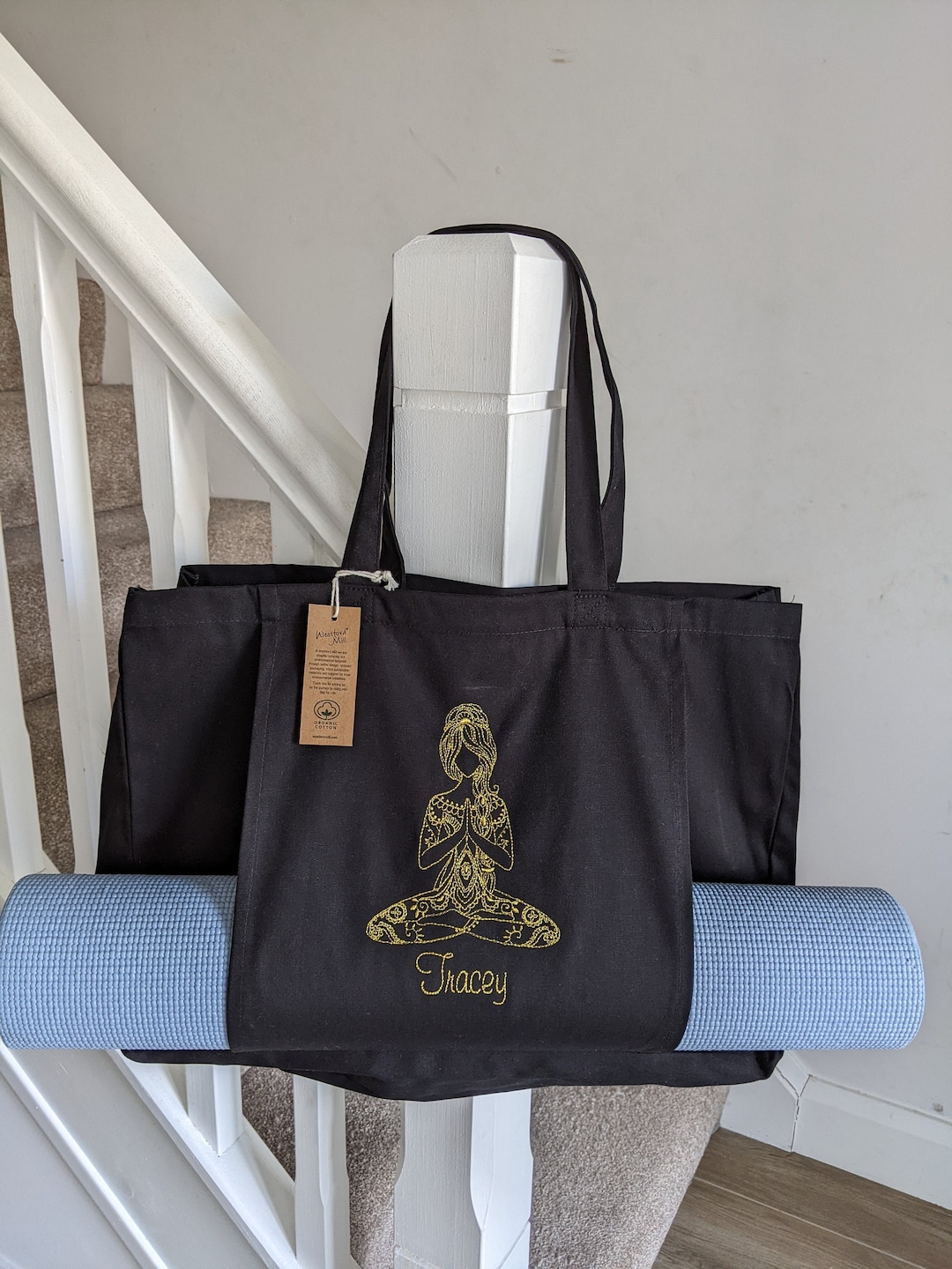 Personalised Yoga Tote Bag With Yoga Mat Pocket, Pilates Mat Bag ...