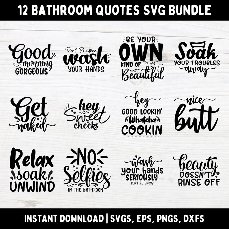 12 Bathroom Sign SVG Bundle, Funny Toilet Svg, Bathroom Quotes Svg ...