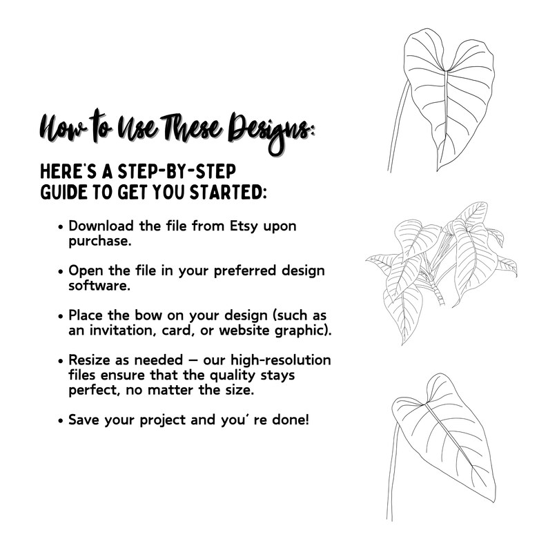 Philodendron Leaf Clipart, Outline Clipart, Digital Leaves, Clipart ...