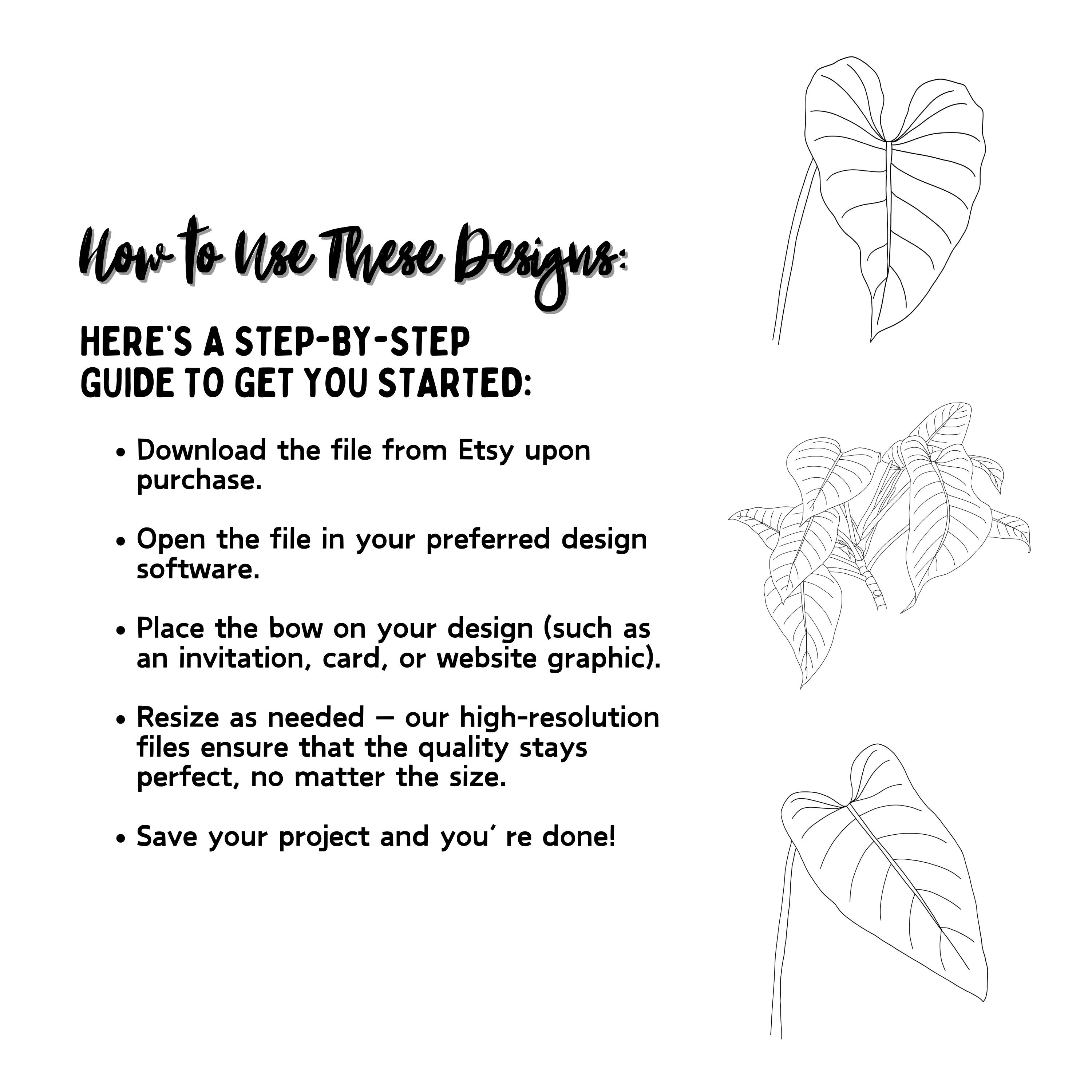 Philodendron Leaf Clipart, Outline Clipart, Digital Leaves, Clipart ...