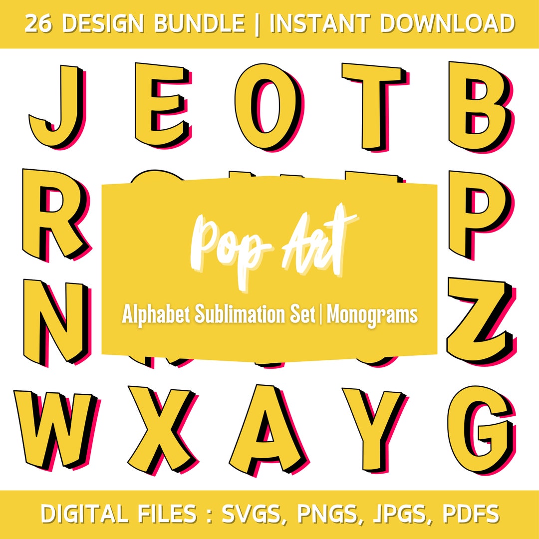 Pop Art Alphabet Sublimation Set, Alphabet Design, Retro Letters, Pop ...