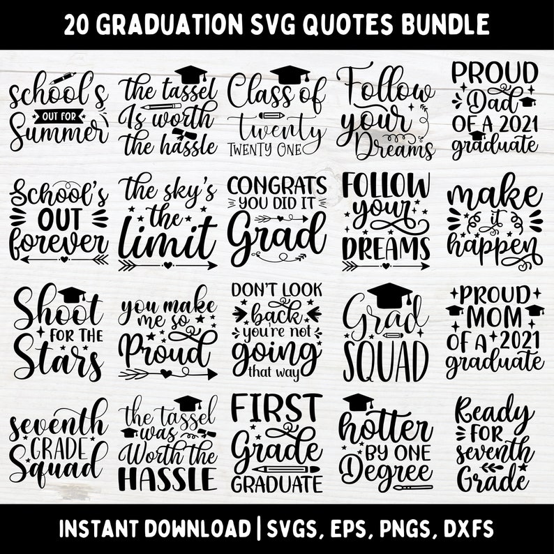 Graduation Quotes SVG Bundle, Cut Files for Cricut, Graduation Svg ...