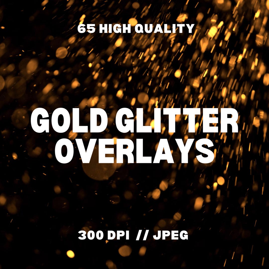 Gold Glitter Overlays, Digital Overlays, Gold Textures, Gold Glitter ...
