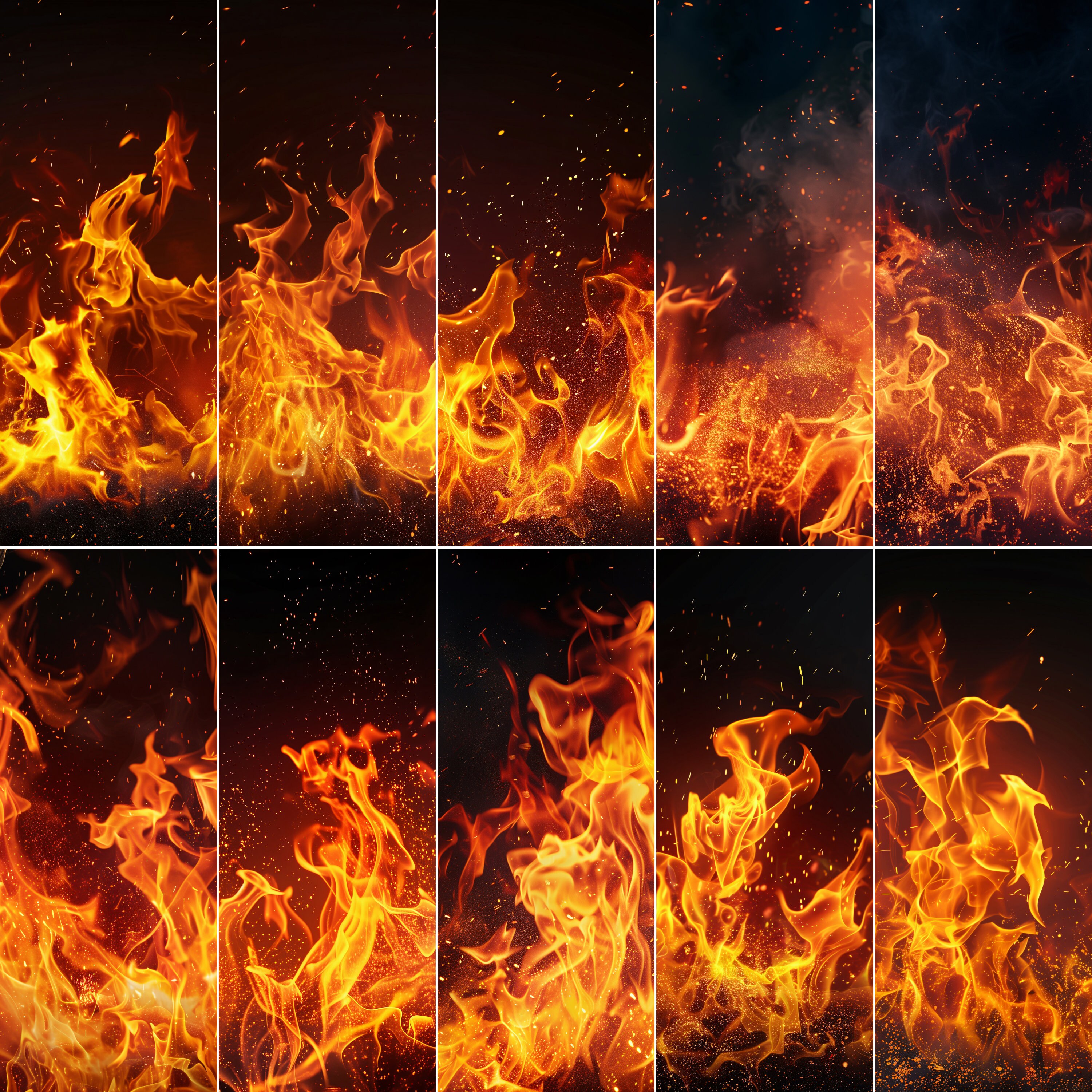 Realistic Fire Flames & Sparks, Fire Overlays, Digital Flames, Burning ...