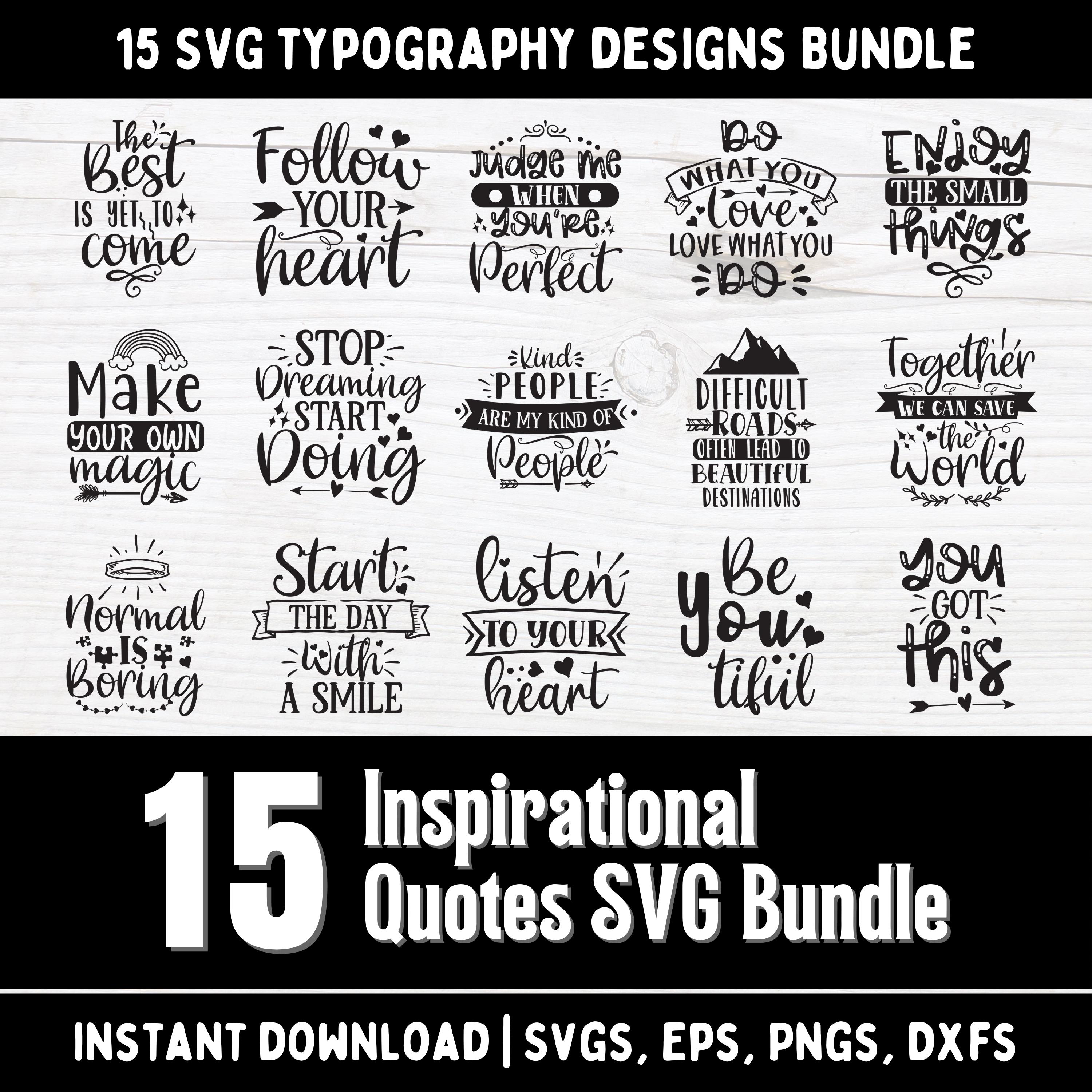Inspirational Quotes SVG Bundle, Inspirational Quotes, Positive Quote ...