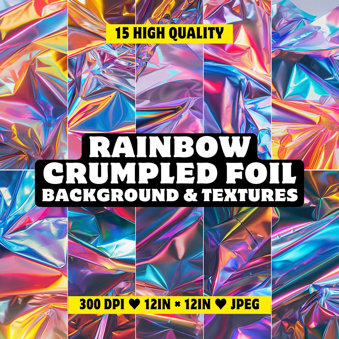 Rainbow Crumpled Foil Backgrounds, Scrapbook Paper, Seamless Pattern ...