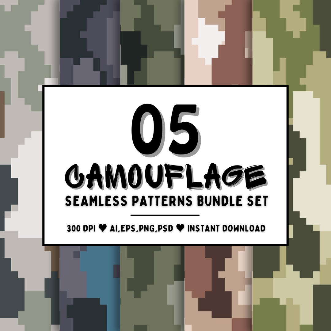 Seamless Camouflage Patterns Bundle Pack, Seamless Textures, Outdoor ...