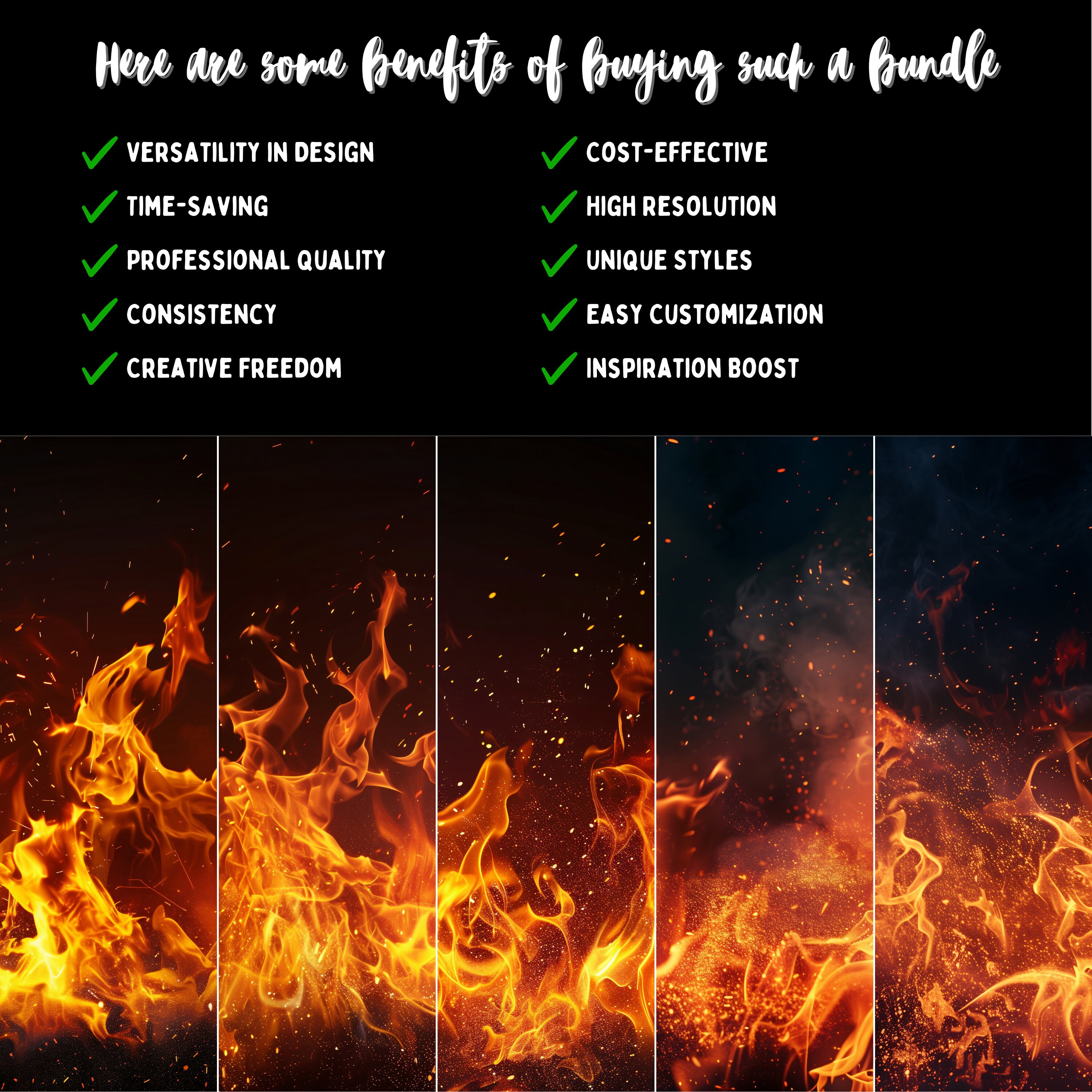 Realistic Fire Flames & Sparks, Fire Overlays, Digital Flames, Burning ...