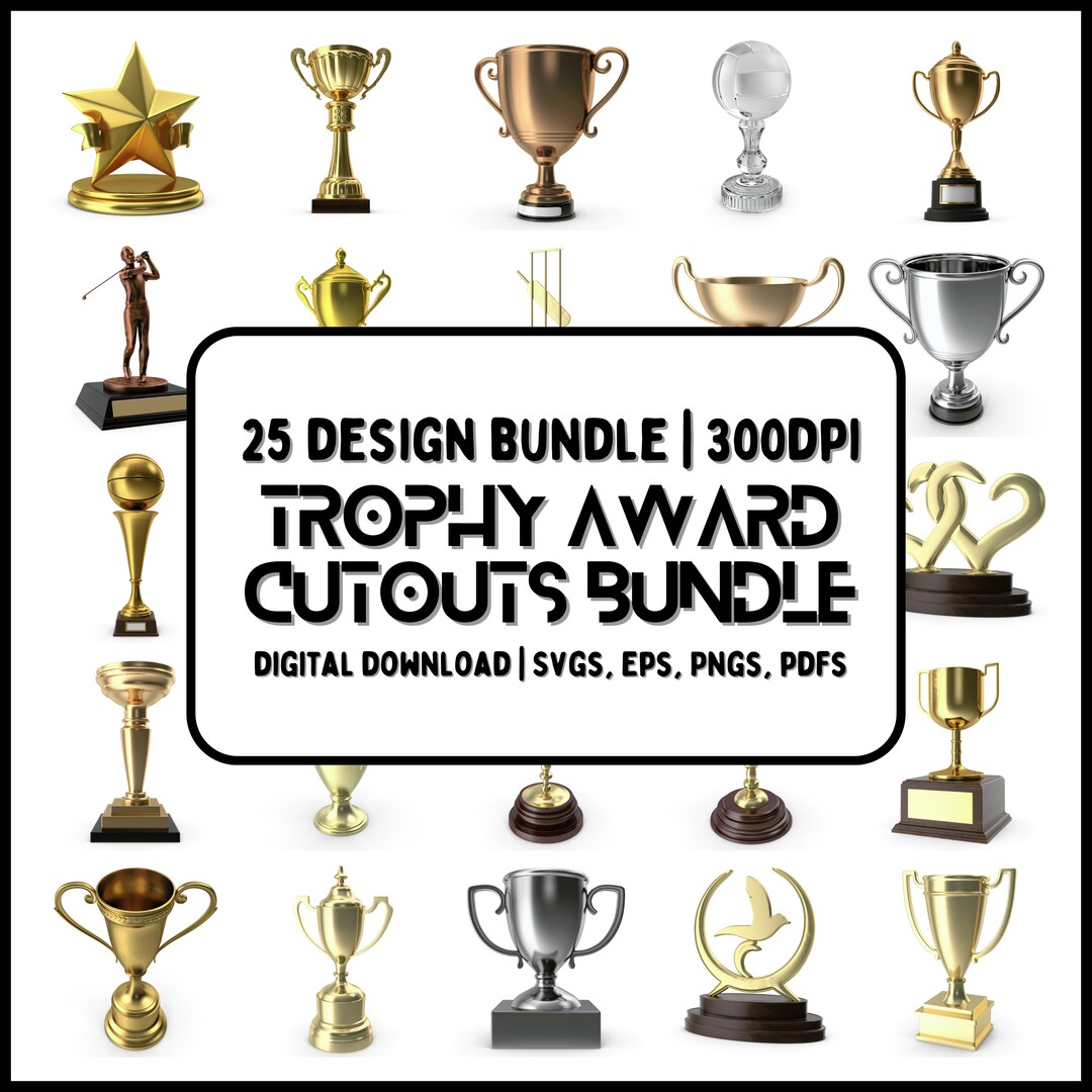 Trophy Award Cutout Bundle, trophy svg, silhouette file, svg file for ...